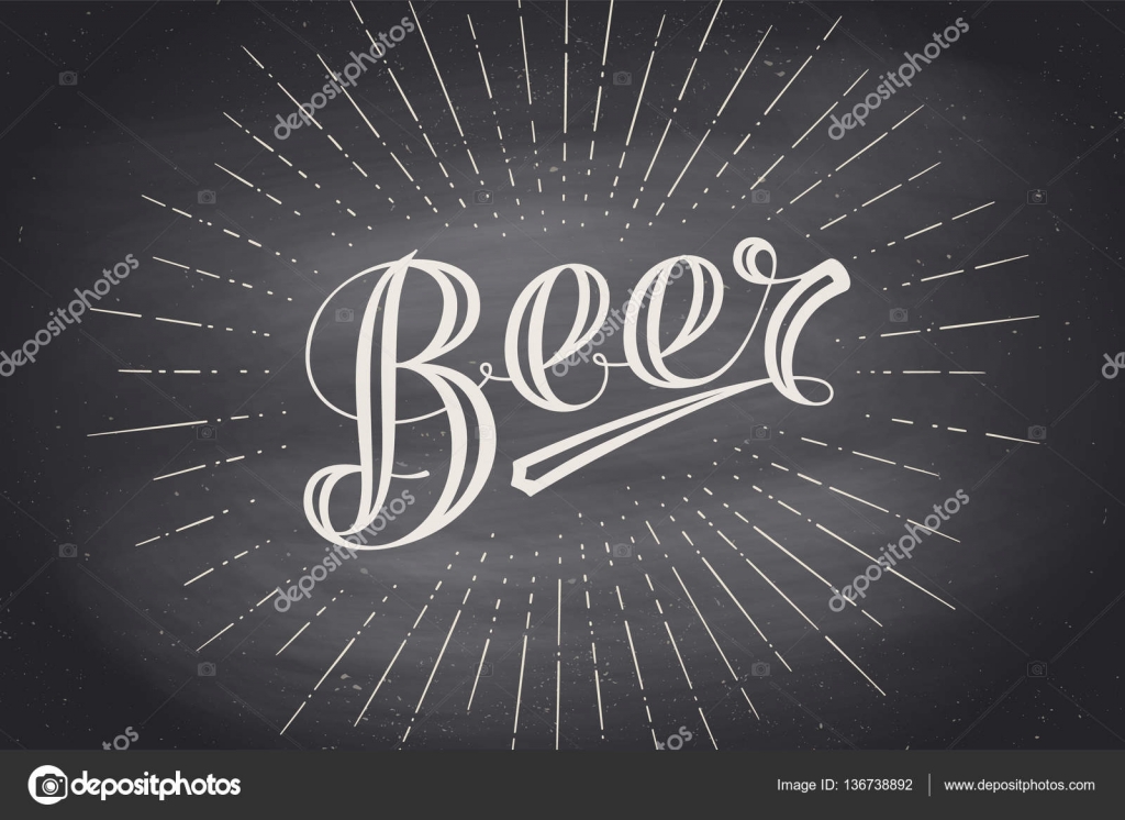 Hand drawn lettering Beer on chalkboard background Stock Vector Image ...
