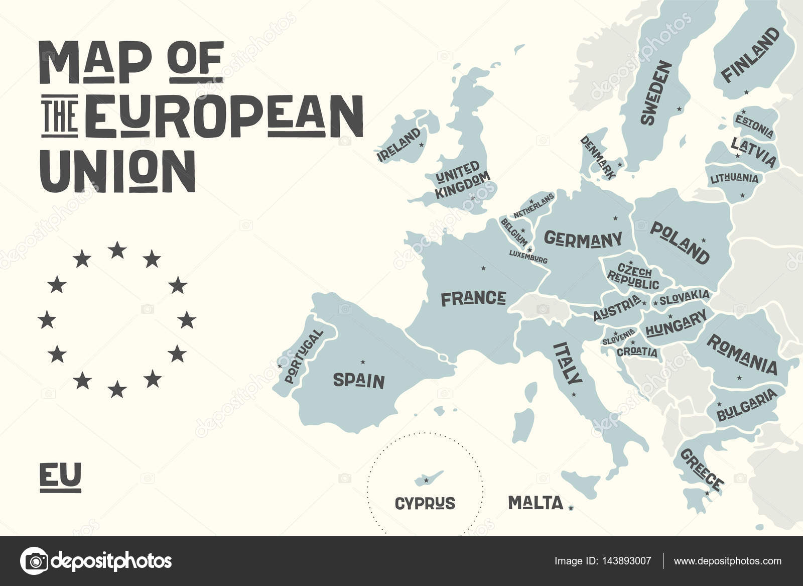 Mapa de carteles de la Unión Europea Vector de stock #143893007 de ...