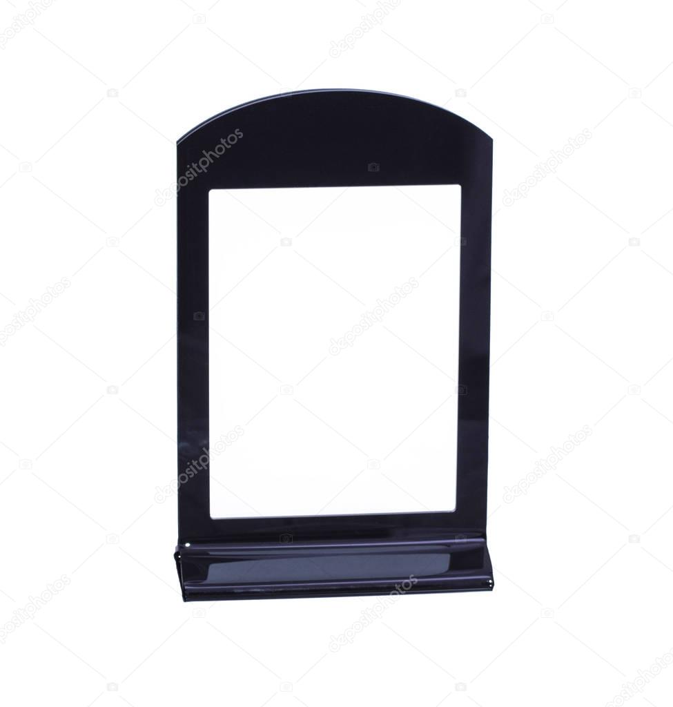 Transparent acrylic table stand display for menu isolated, white ...