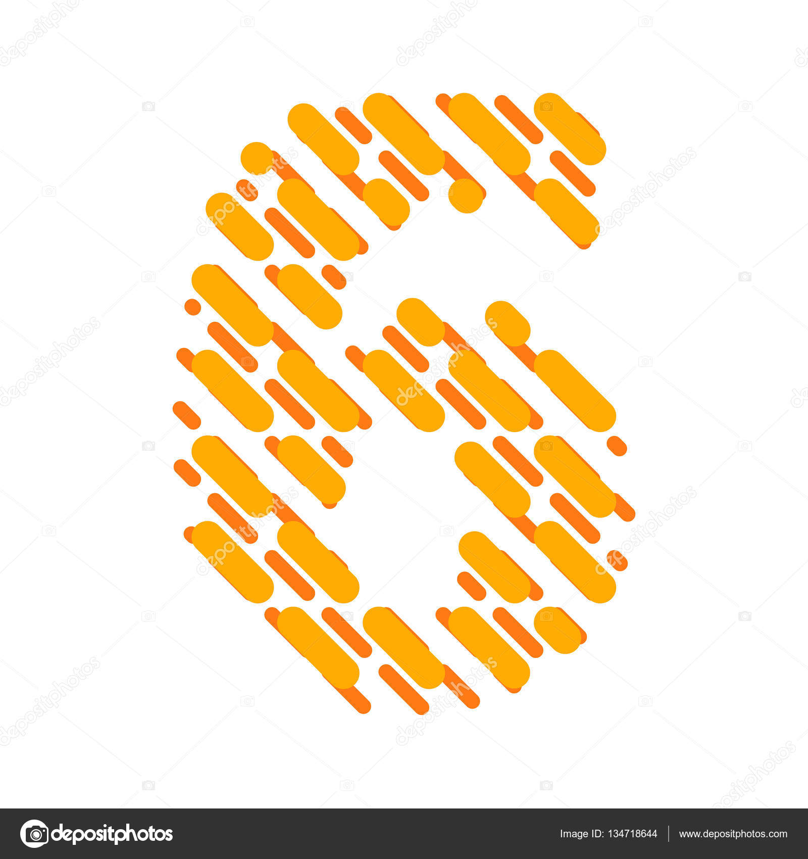 Striped latin alphabet number 6. Hatching font Stock Vector by ...