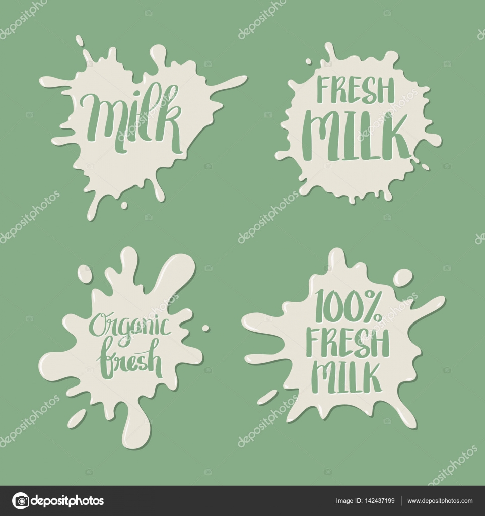 Hand Drawn Milk Splash Badge or label. Fresh Milk Splat. Stock Vector ...