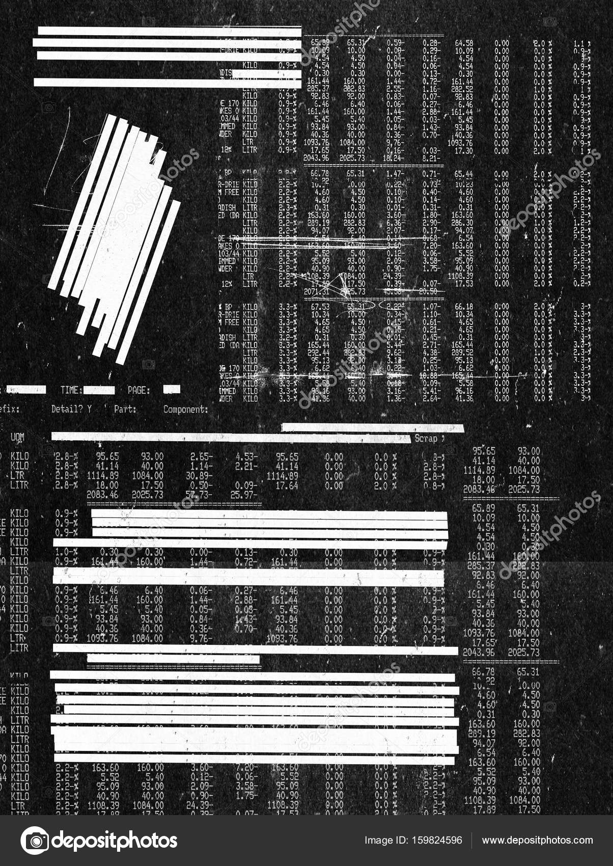 White redacted text on dark photocopy texture background Stock Photo by ...