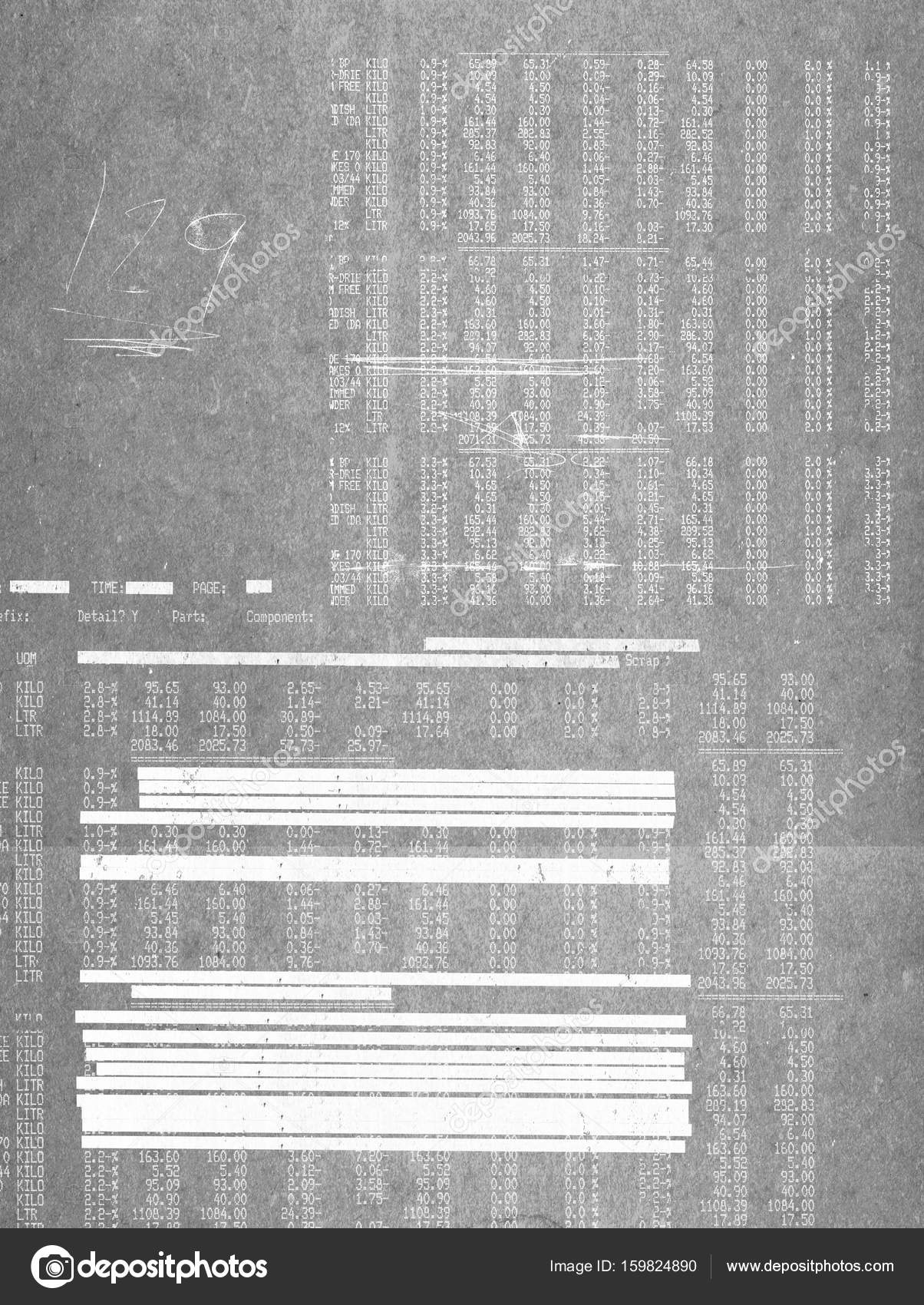 Abstract dark paper texture with redacted text — Stock Photo ...