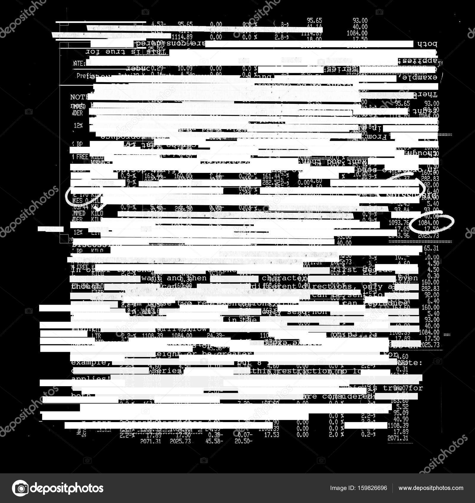 Redacted information texture, white on black background Stock Photo by ...