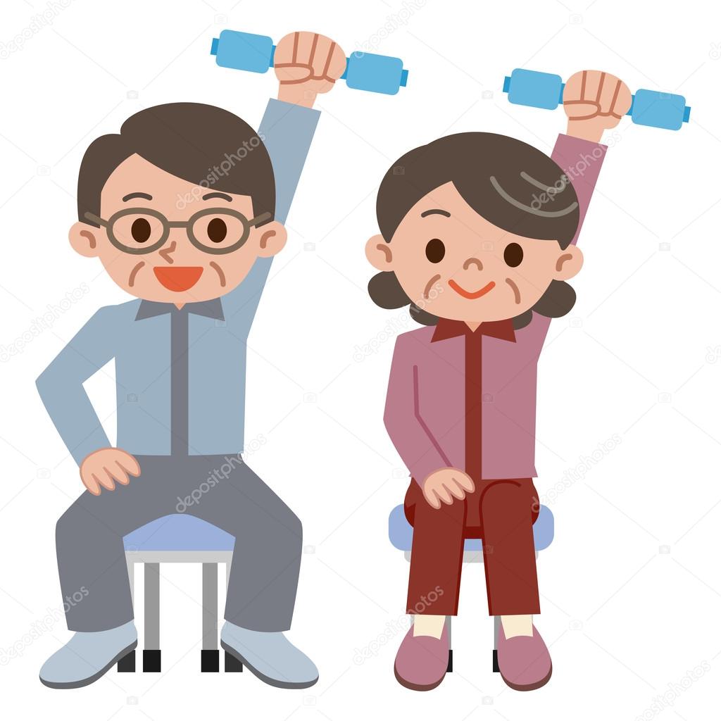 Senior couple doing a dumbbell exercise — Stock Vector © ankomando ... Senior couple doing a dumbbell exercise — Stock Vector © ankomando ...