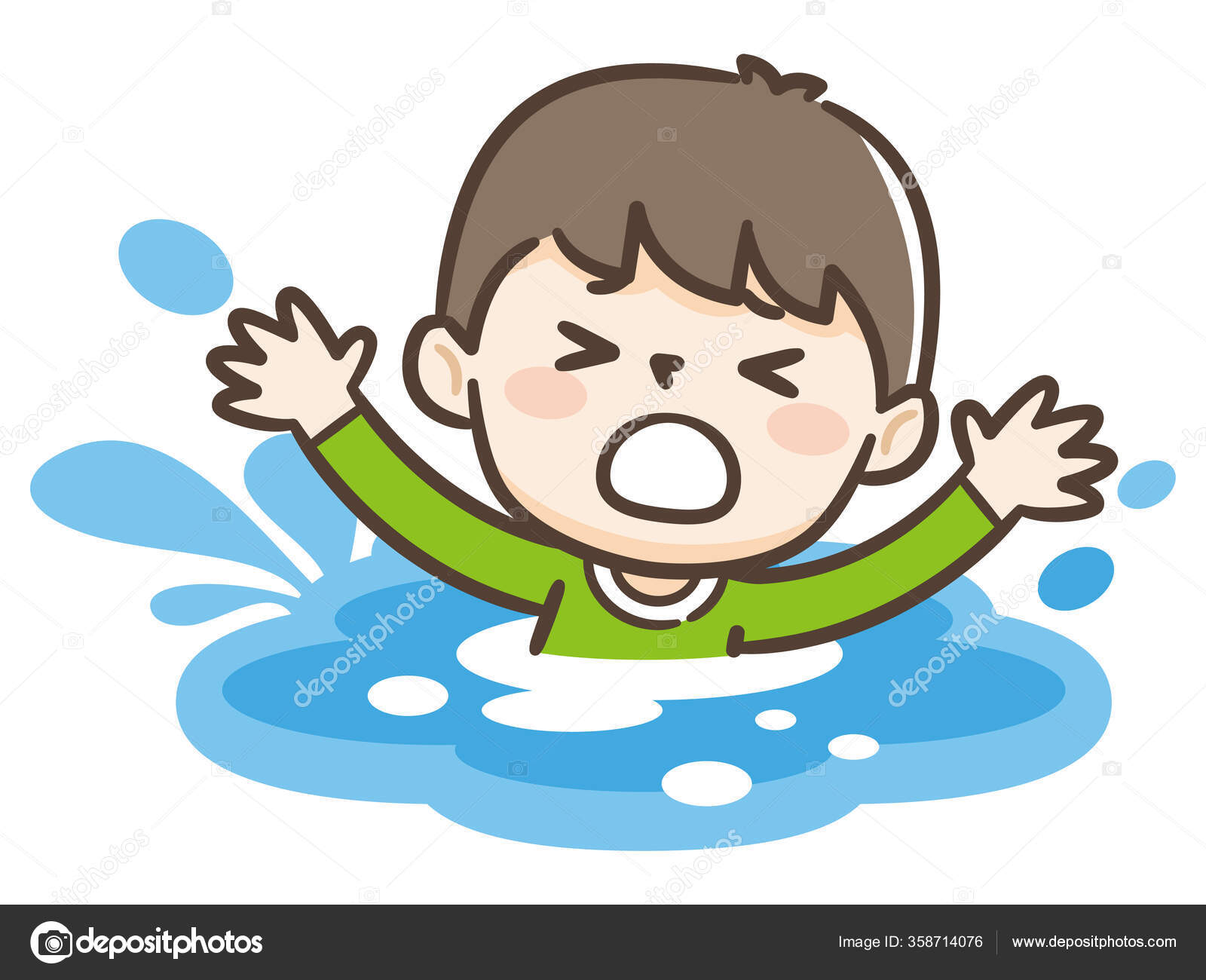 Dibujo De Niña Ahogándose En El Agua Sirena Saludaba A Niños En Un