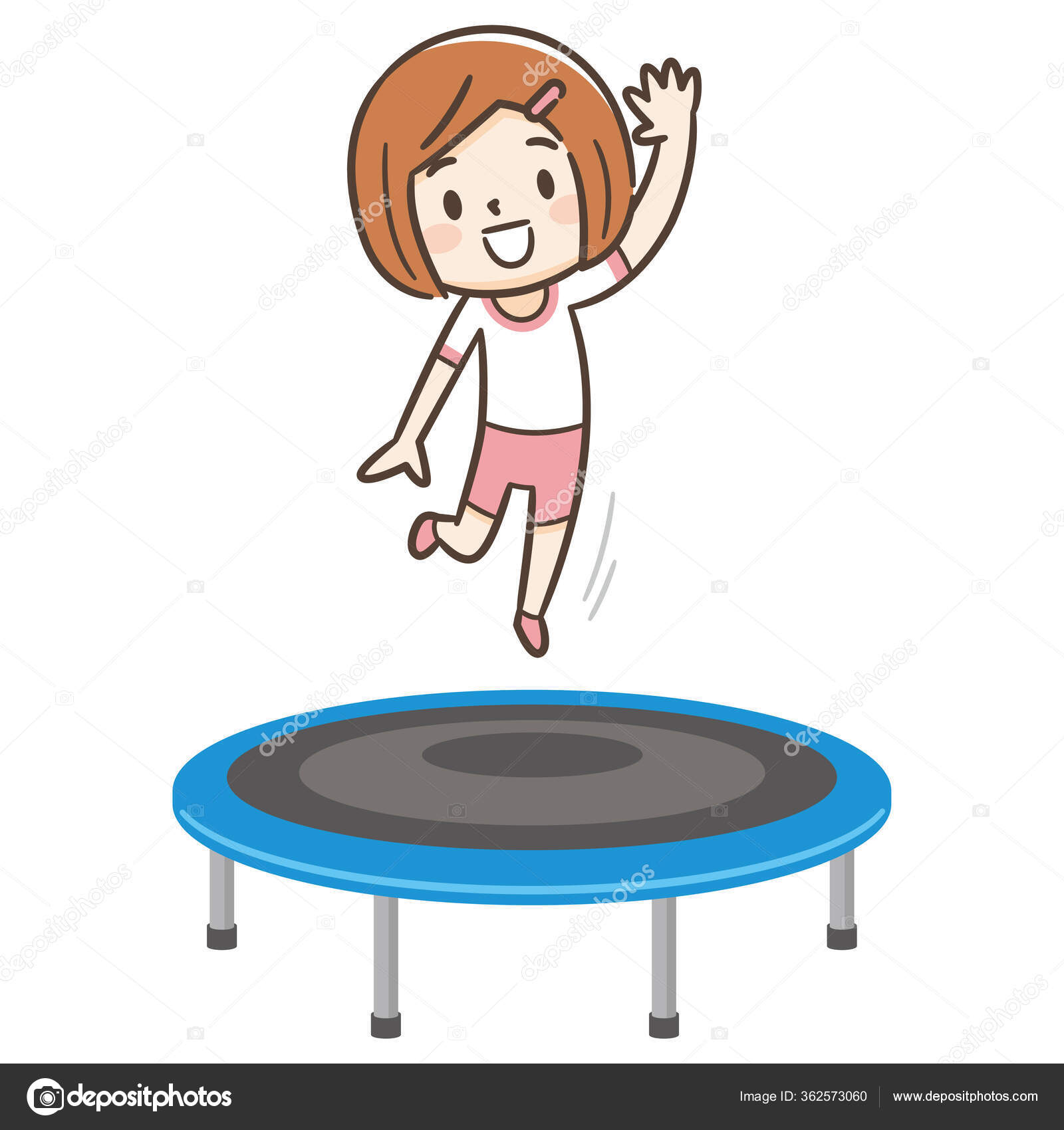 Happy Cartoon Girl Jumping