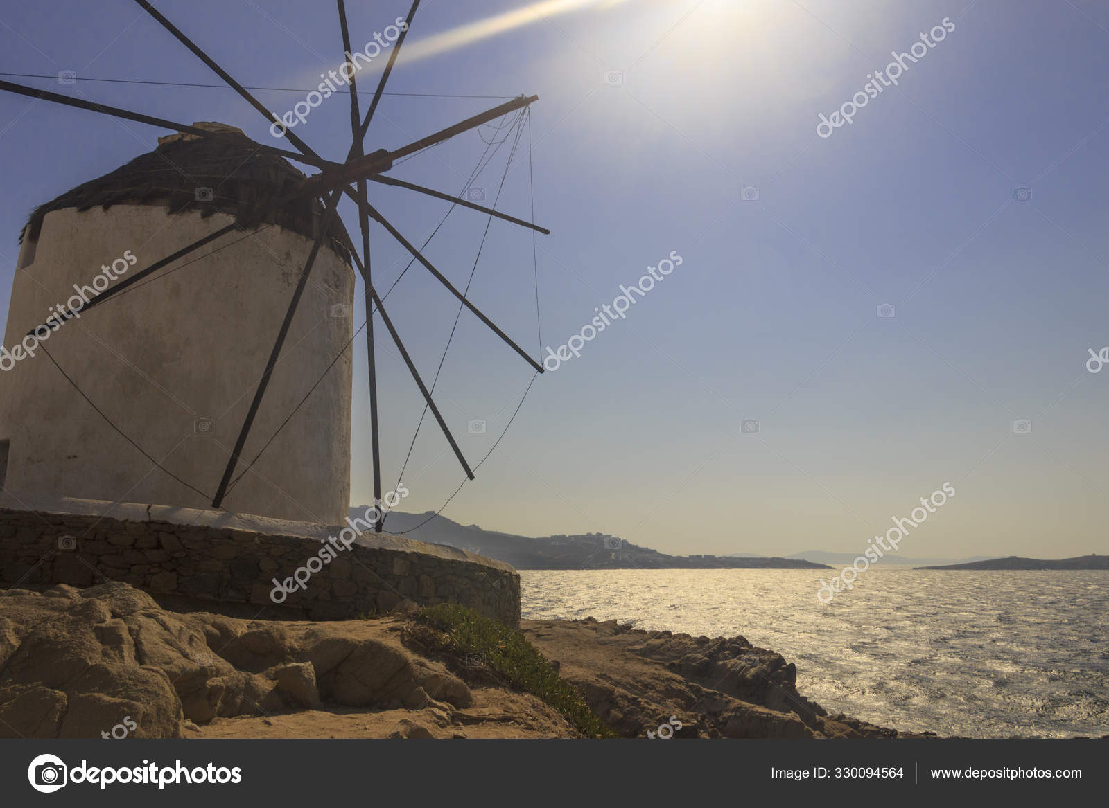 Traditional Windmill Grece Windimills Iconic Feature Greek Island ...