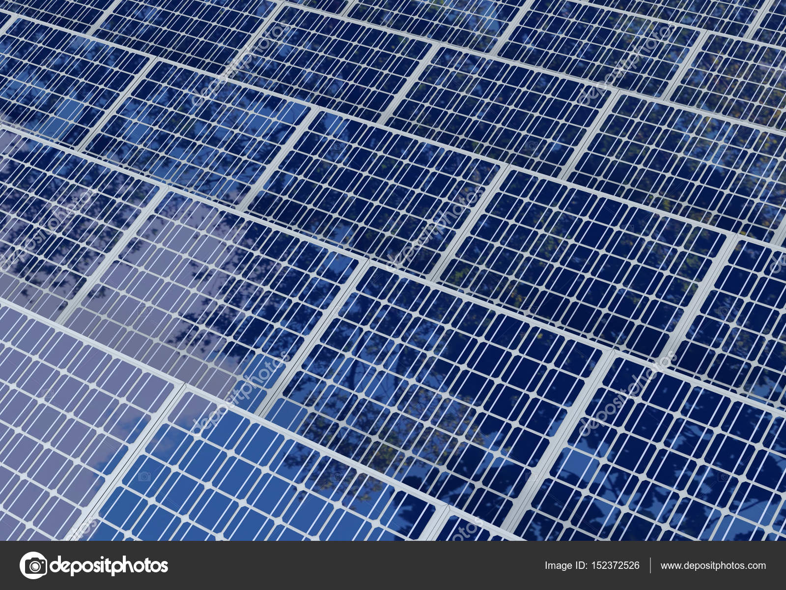 Solar panels field reflects sky and tree shades — Free Stock Photo ...