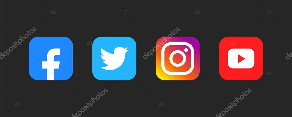 Icono De Twitter Y Facebook Negro