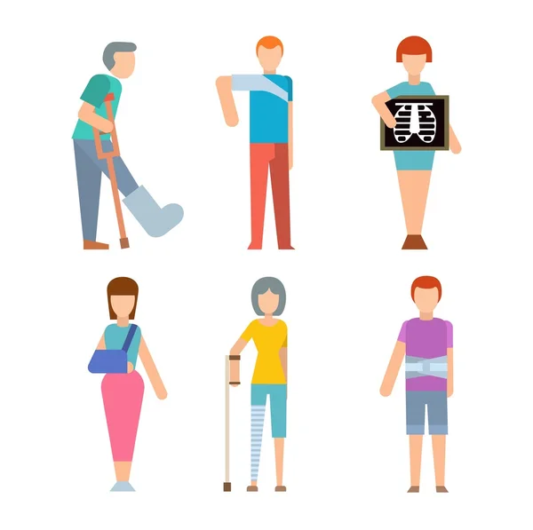 Trauma accident fracture human body safety vector people silhouette cartoon flat style ...