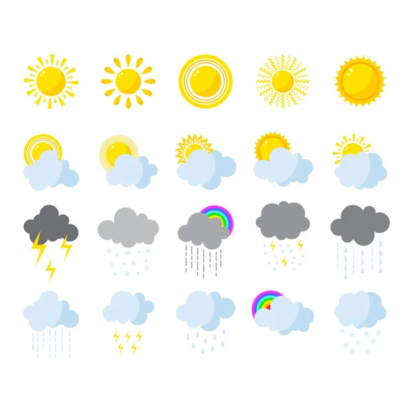 Weather Icons White Background Weather Forecast Flat Icons Pictogram ...