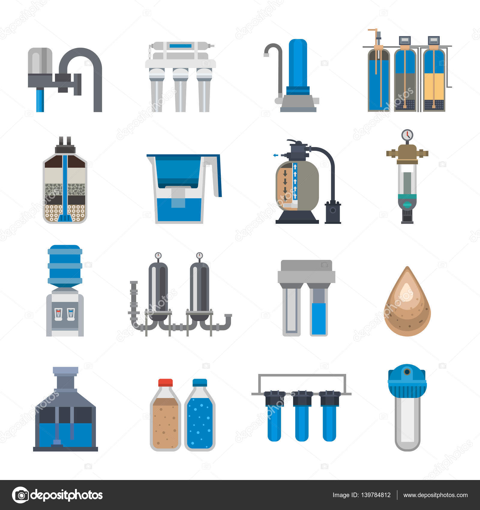 Water filtration icons vector illustration. Stock Vector Image by ...