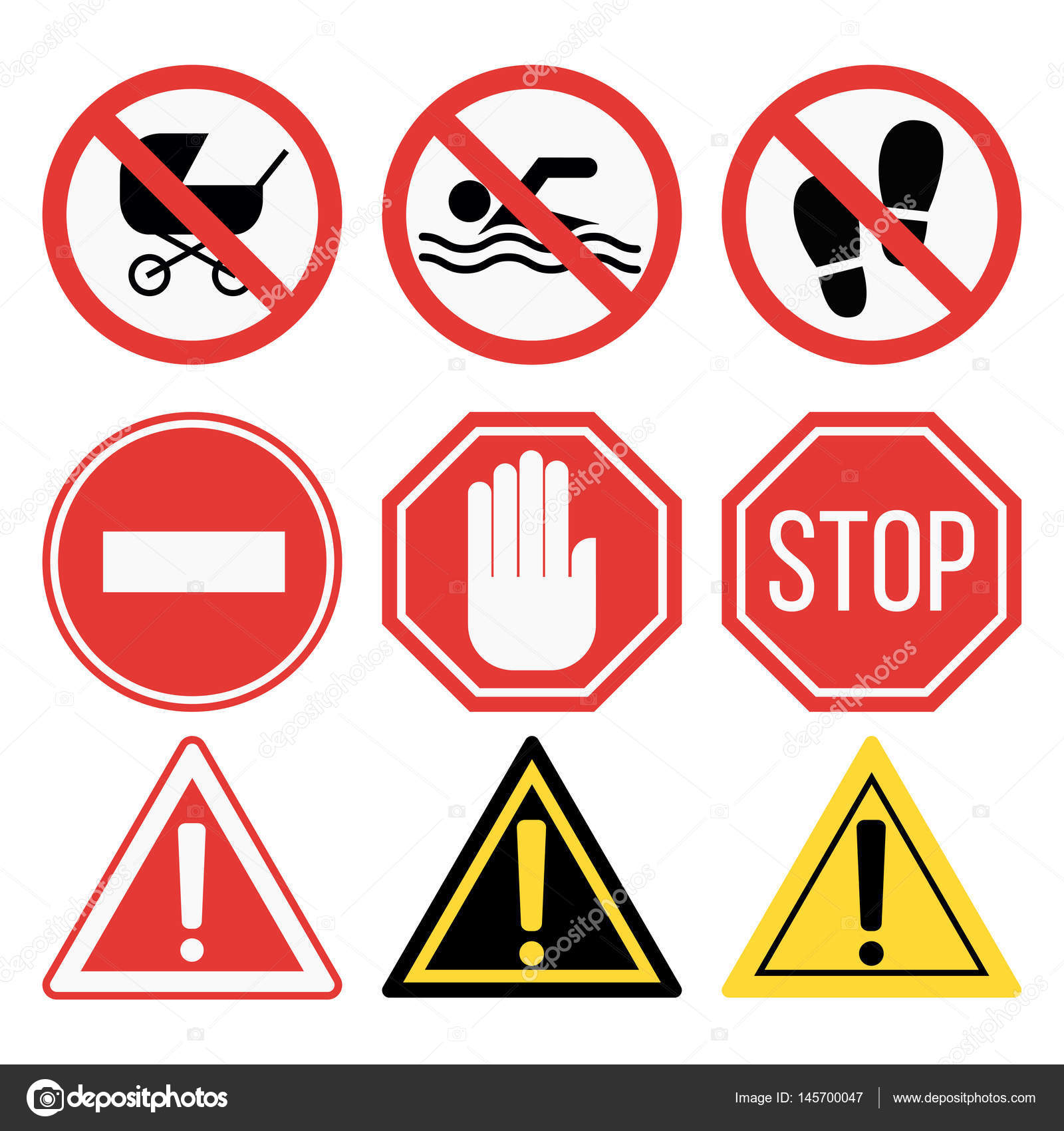 Señalización de prohibición set información de seguridad vector ...