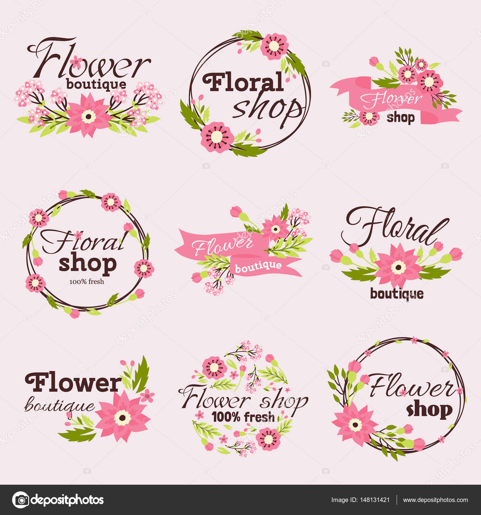 Bright sign flower shop vector illustration. Stock Illustration by ...