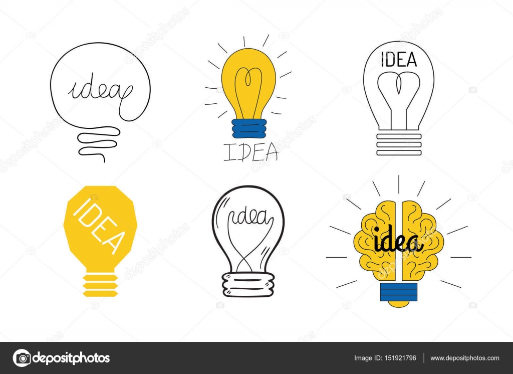 Idee Vector Van Gloeilamp Vector Lamp Op Oranje Gele Achtergrond.