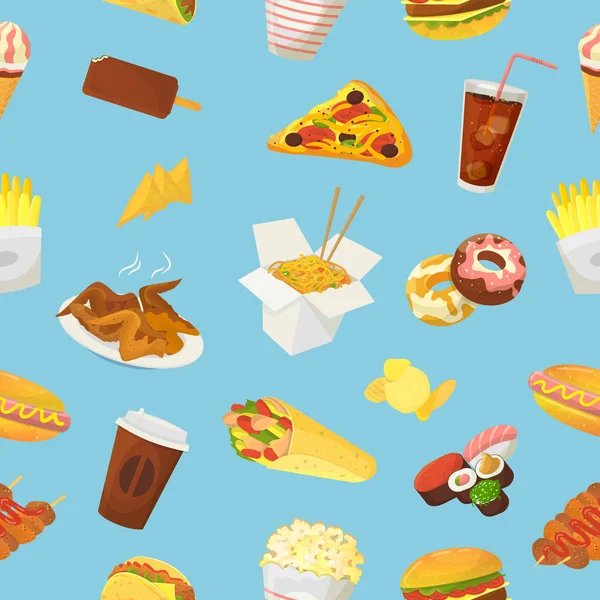 Fast food menu or restaurant background vector illustration. Poster ...