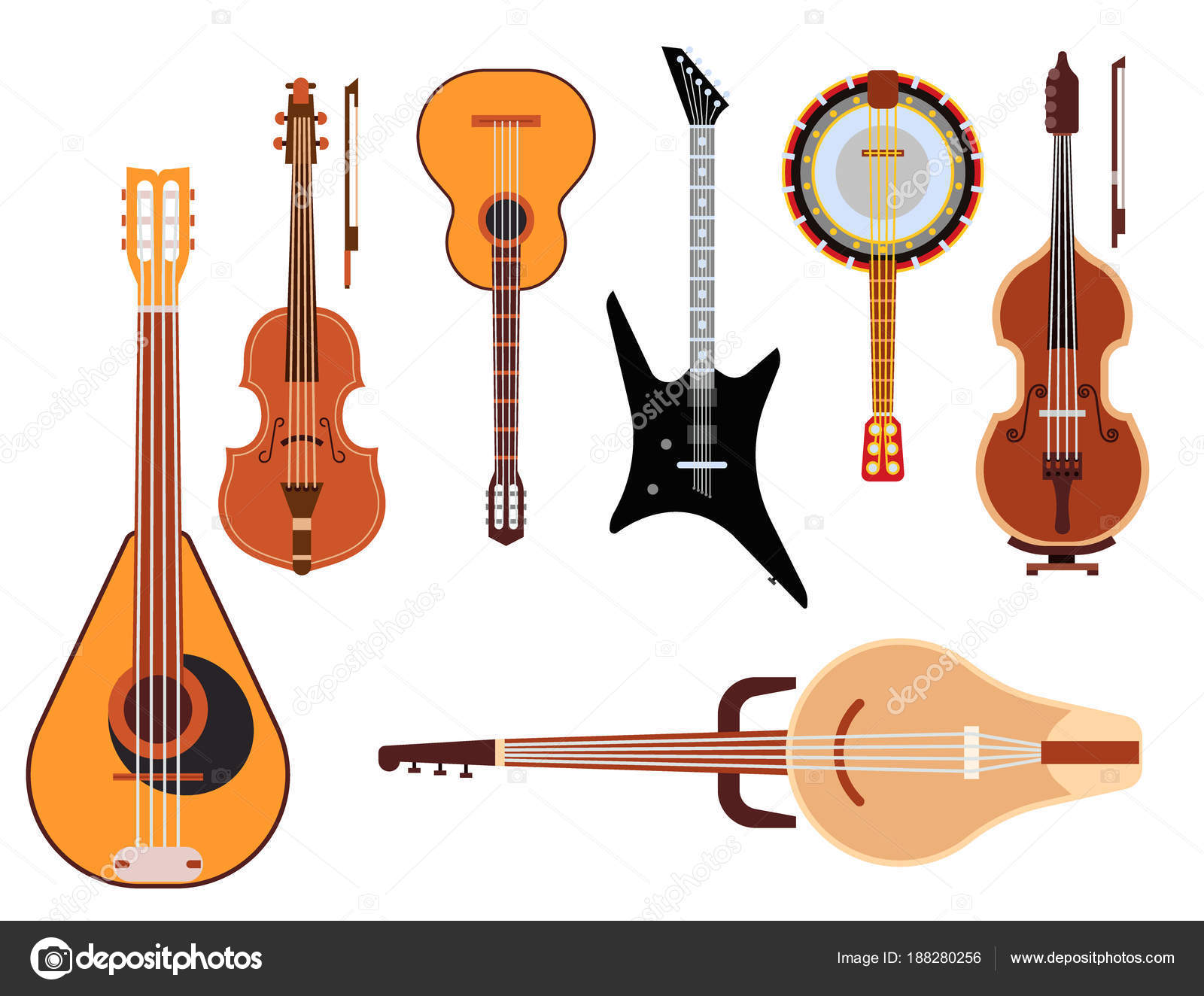 Conjunto de instrumentos musicais de cordas clássica orquestra arte som ...