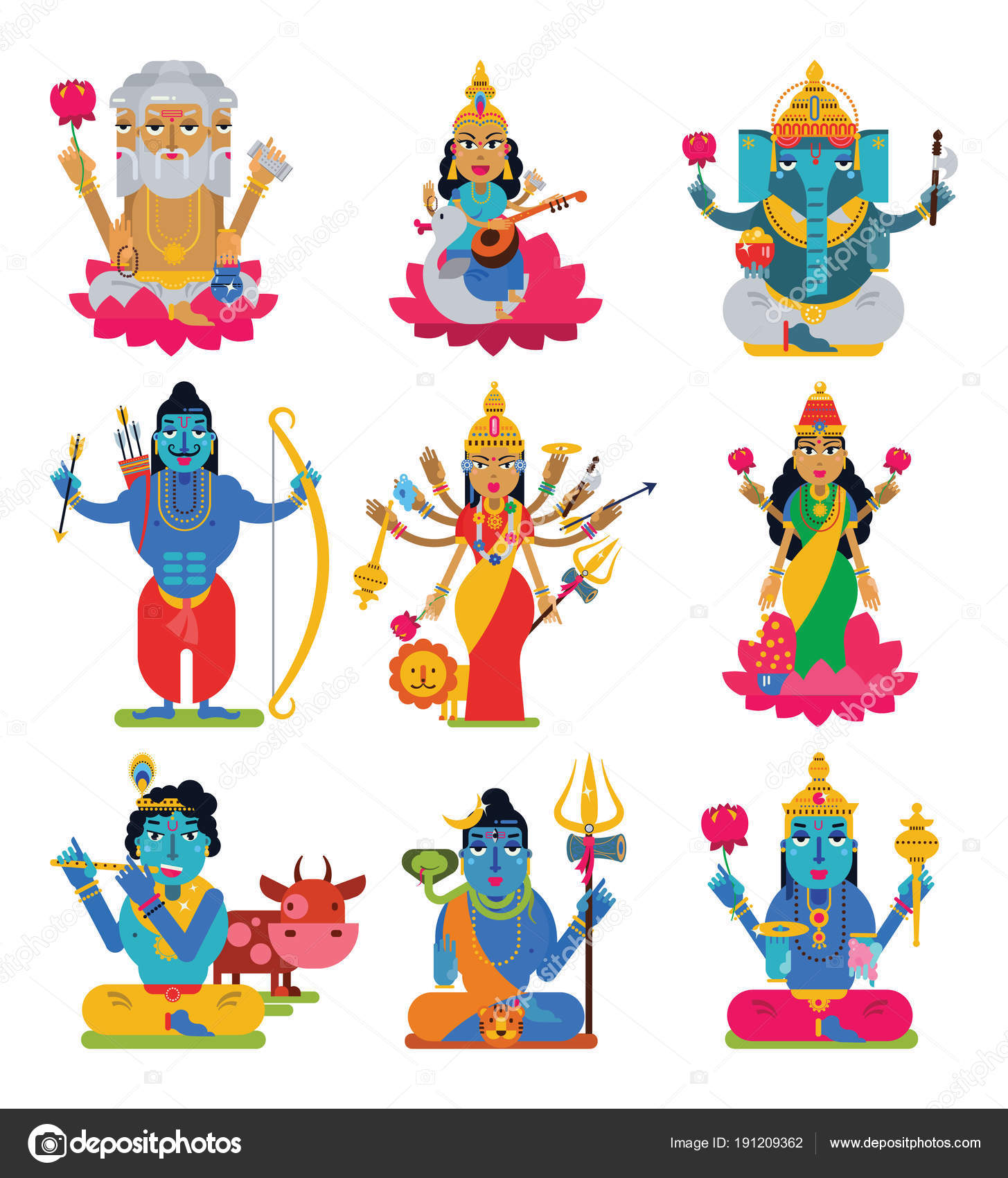 Indian god vector hindu godhead of goddess character and hinduism ...