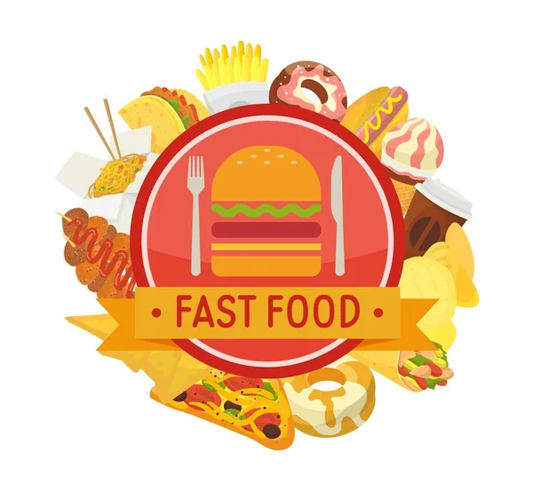 Fast food menu or restaurant background vector illustration. Poster ...