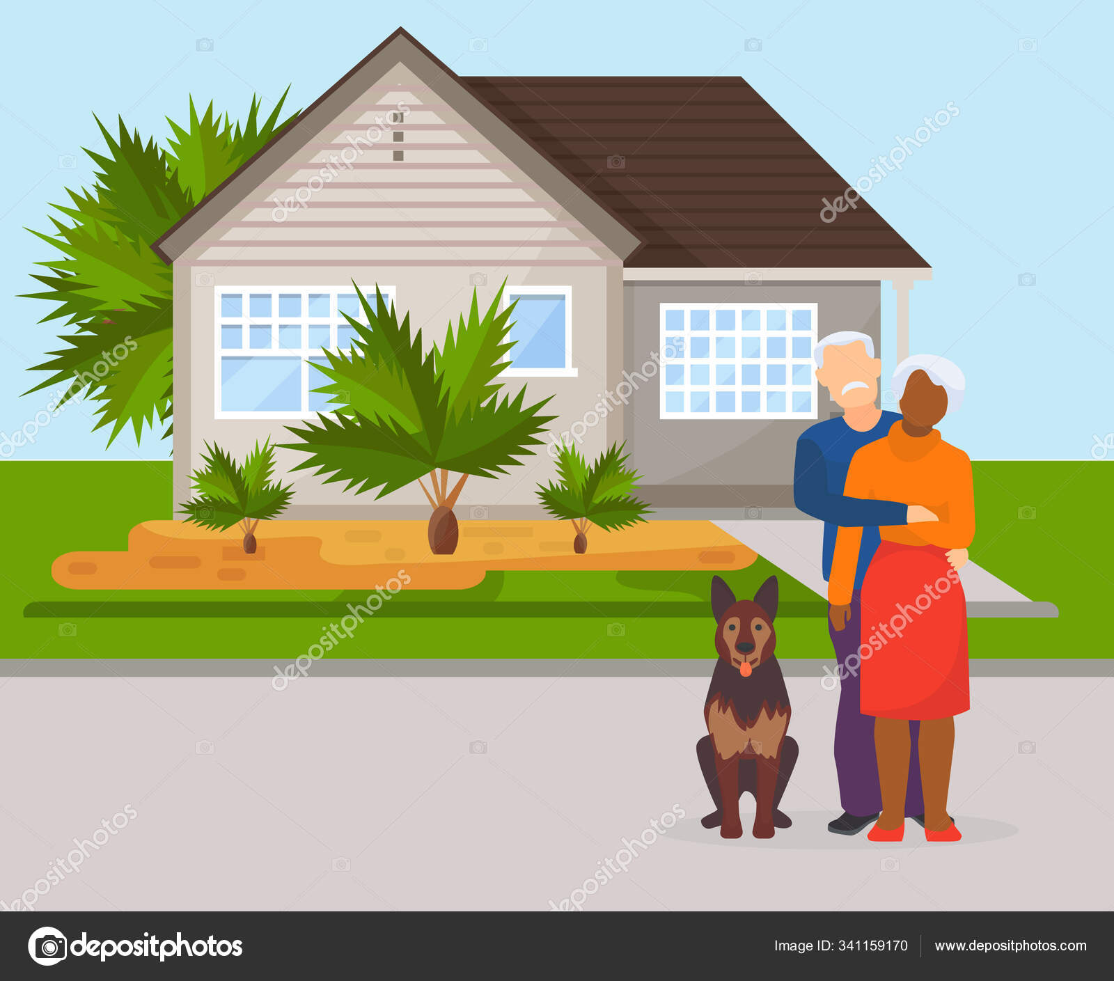 Family In Front Of House Clipart Picture