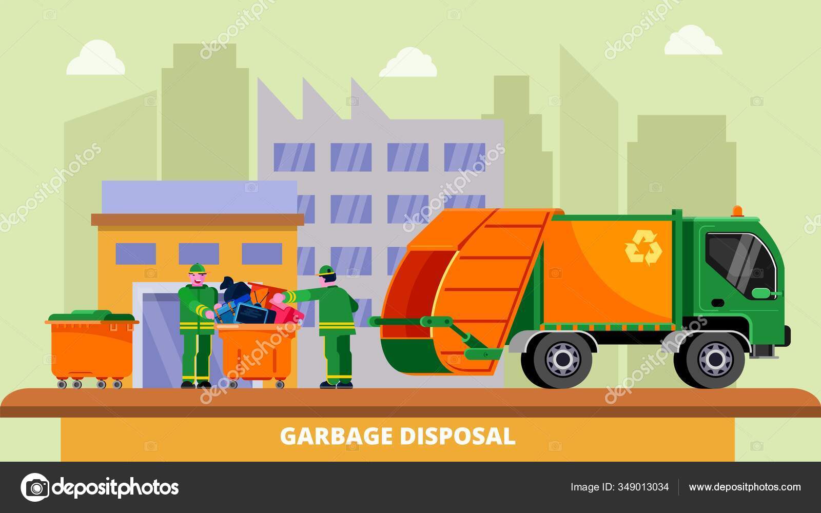 Garbage disposal recycling concept vector illustration. Waste truck ...
