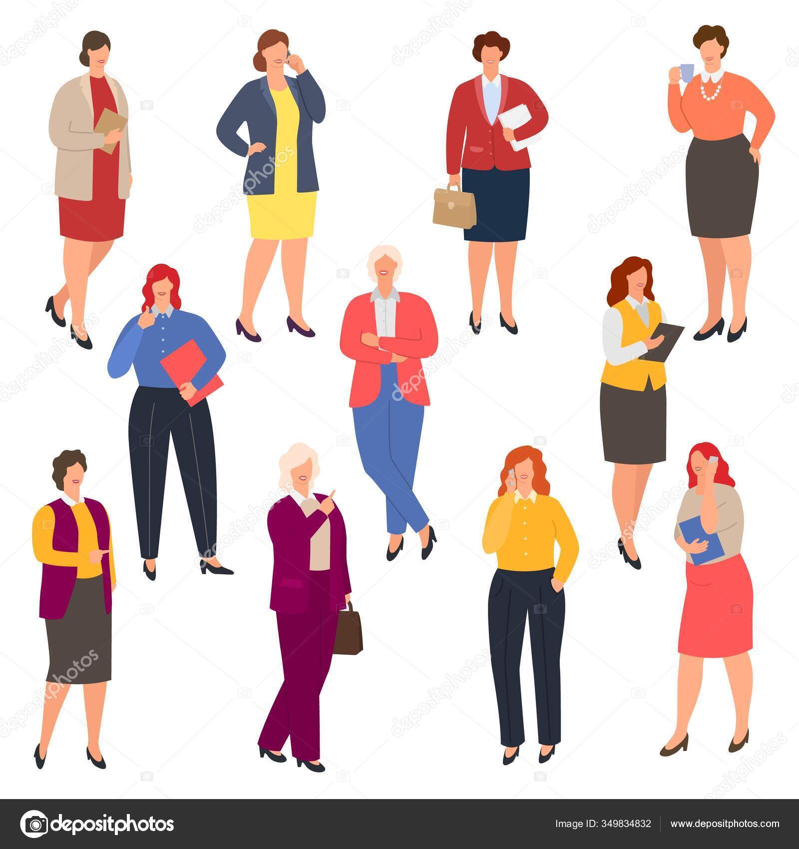 Business woman plus size vector illustration, curvy overweight ...