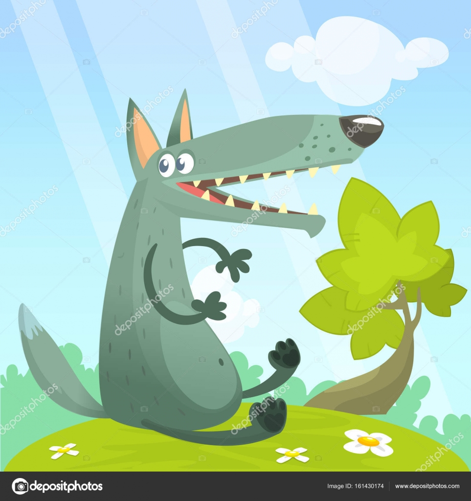 Cute cartoon wolf character. Wild forest animal collection. Baby ...