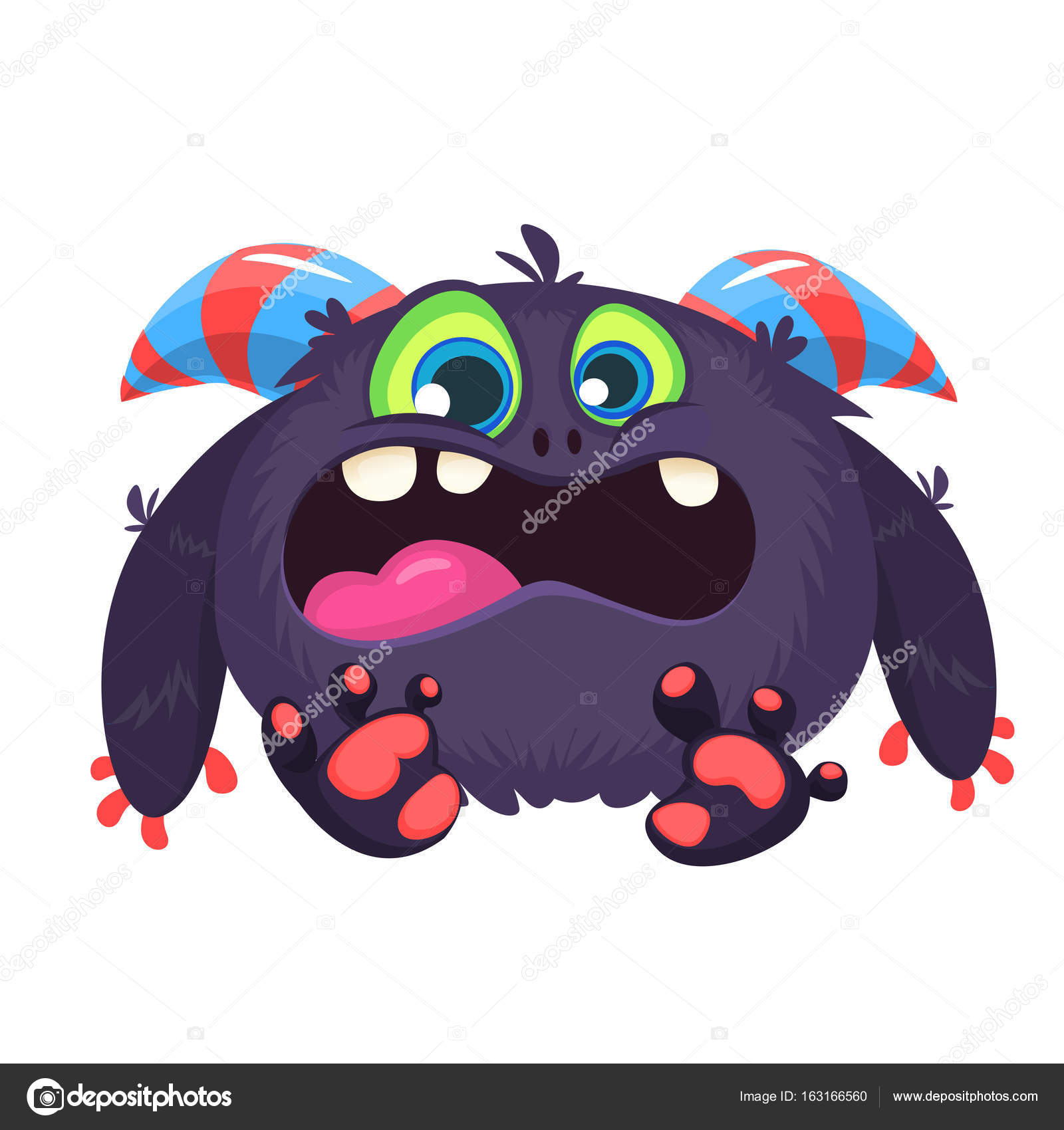 Angry cartoon black monster screaming. Yelling angry monster expression ...