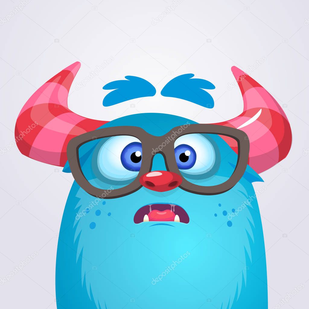 Monstruo yeti de dibujos animados con gafas. Ilustración vectorial de ...