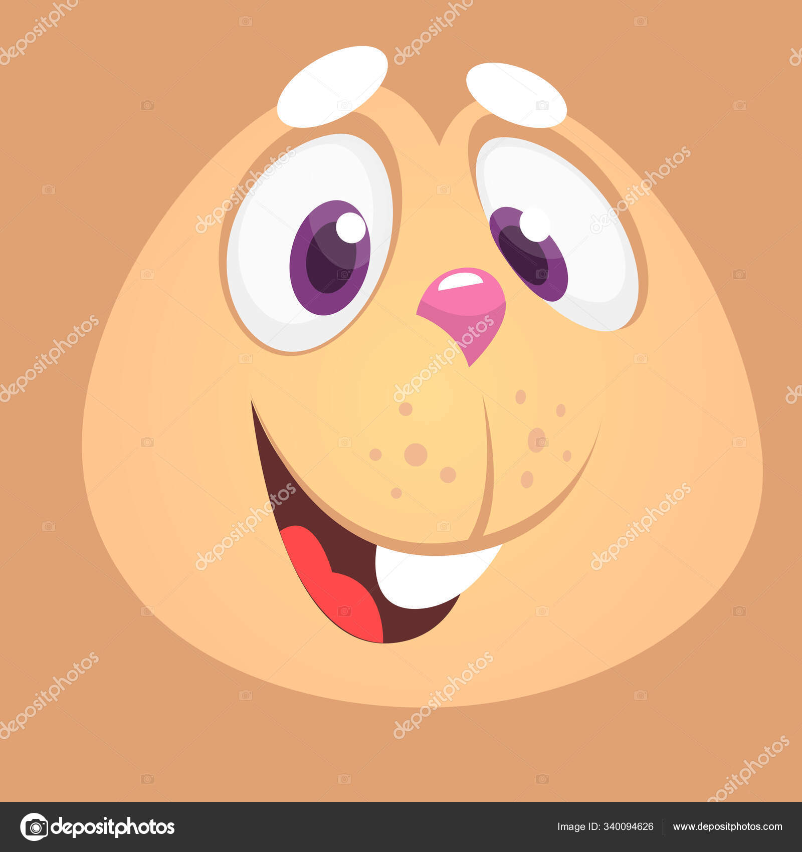 Bunny rabbit cartoon avatar. Vector illustration of happy laughing ...