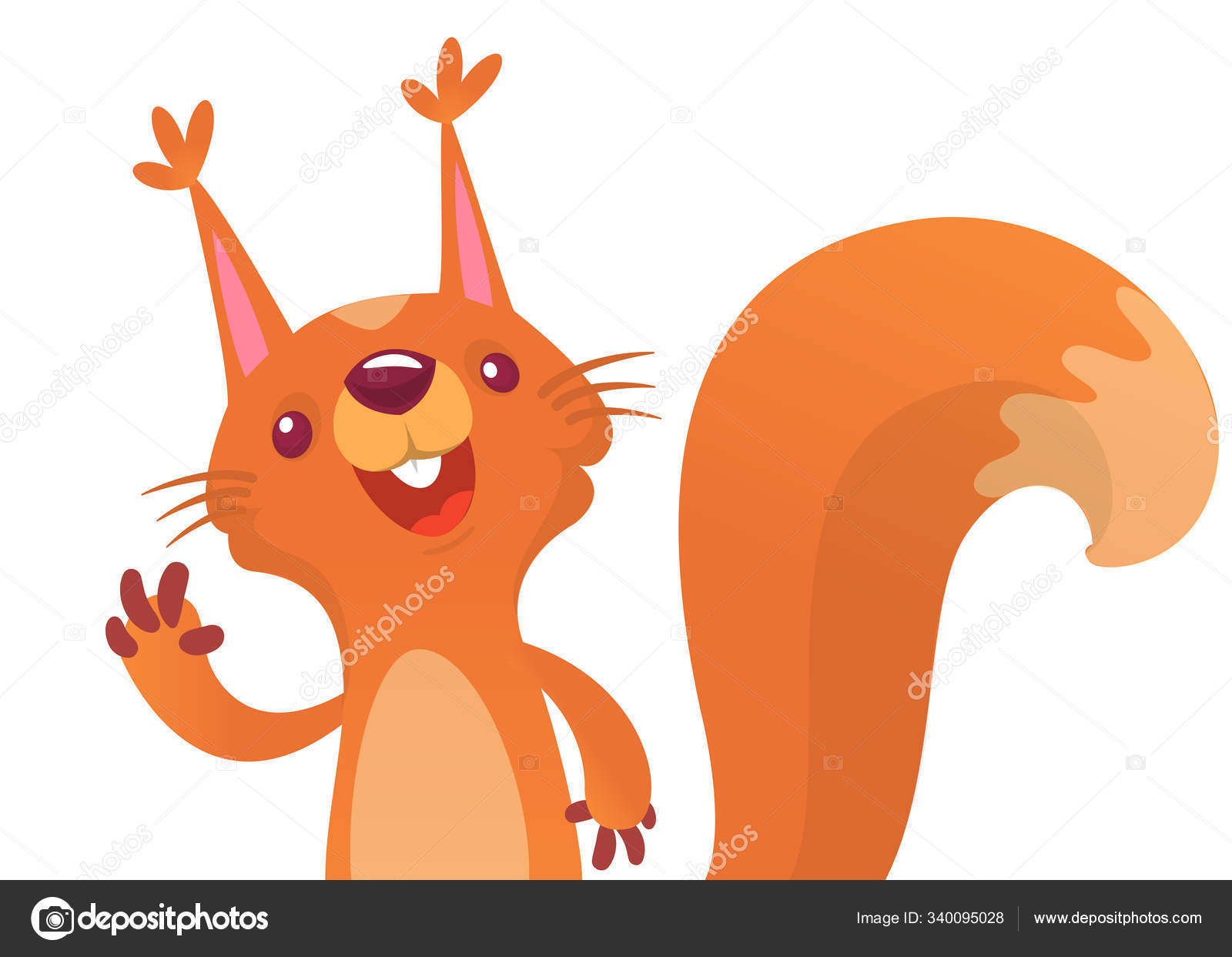 Cute cartoon squirrel presenting and waving hand. Vector illustration ...