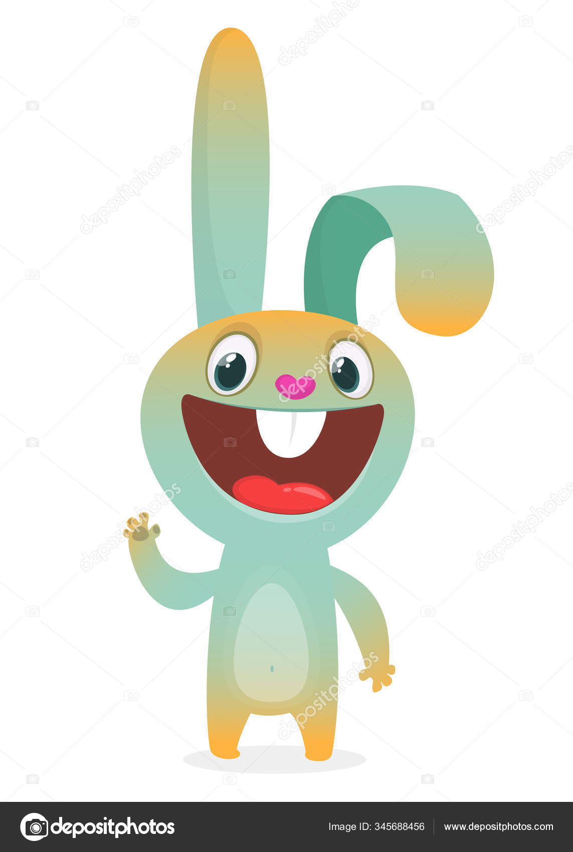 Cute Easter rabbit cartoon. Vector illustration of funny bunny Stock ...