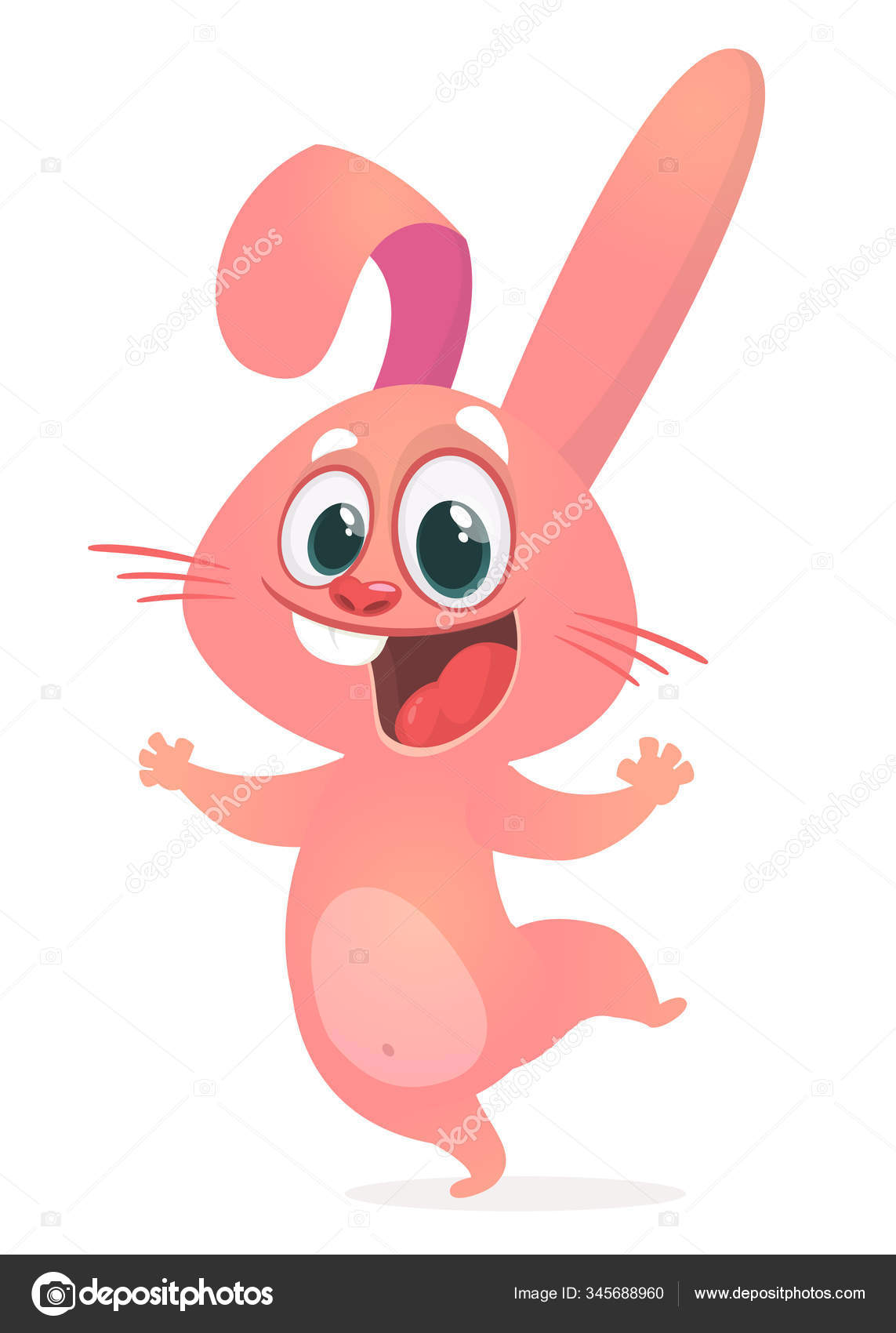 可爱的复活节兔子卡通片。有趣兔子的矢量图解 图库矢量图©drawkman.gmail.com 345688960