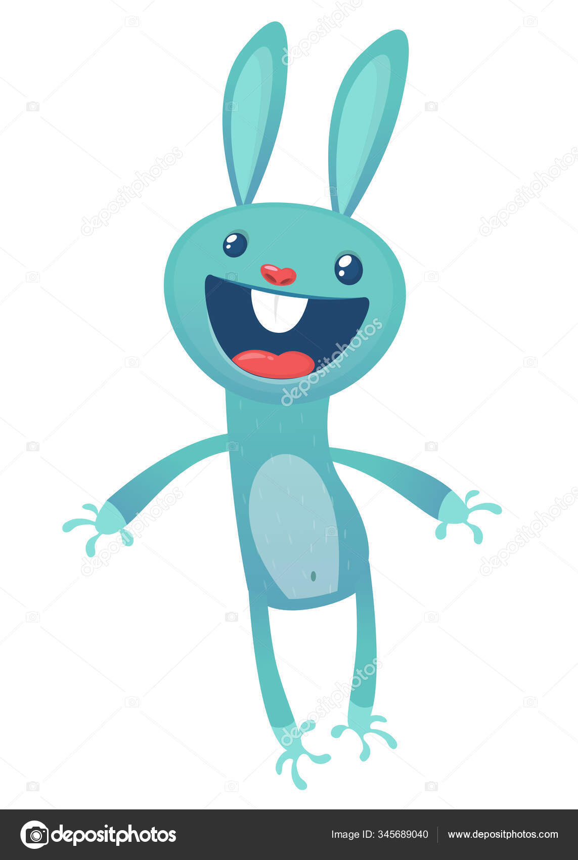 Cute Easter rabbit cartoon. Vector illustration of funny bunny Stock ...