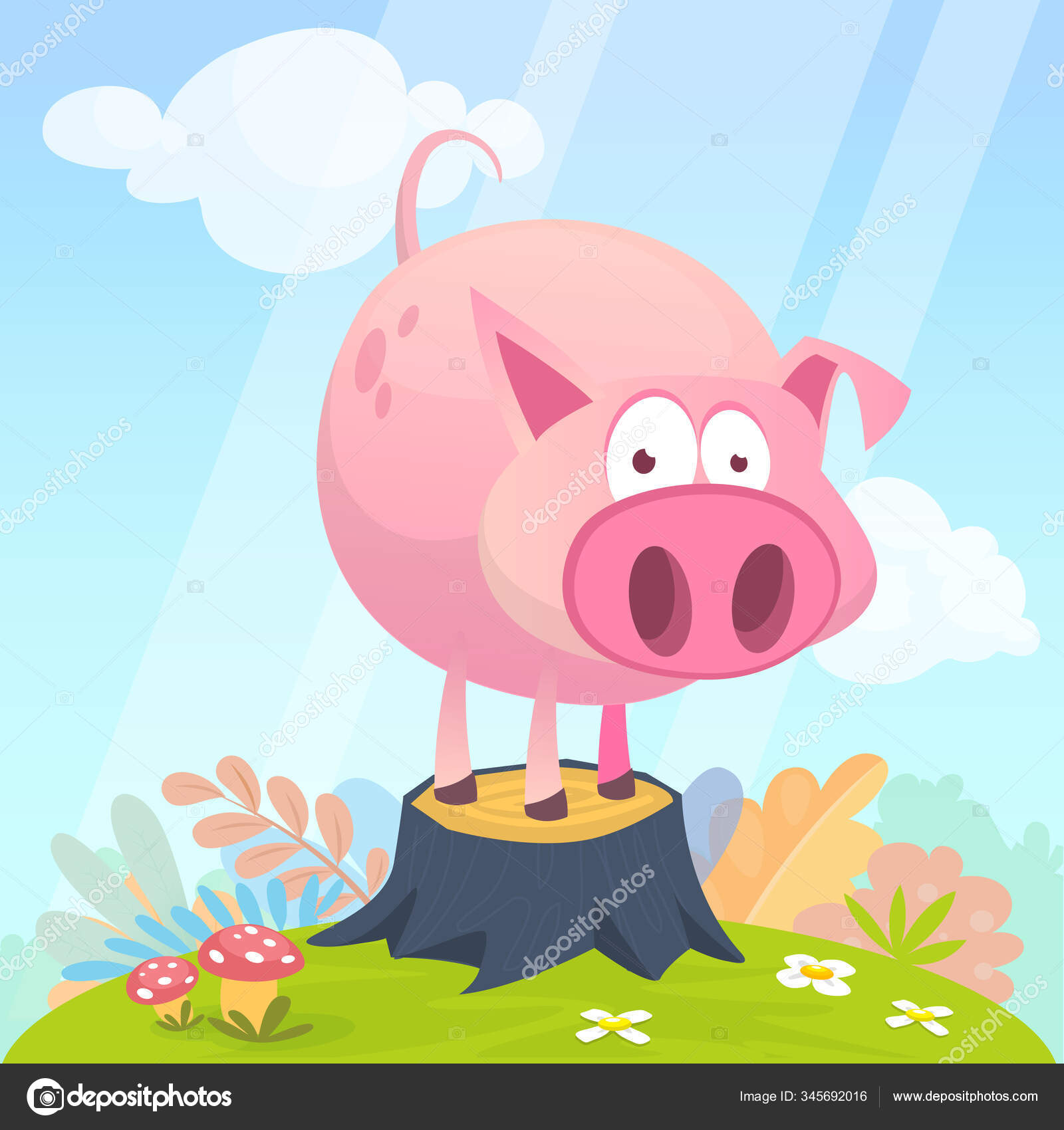 Ilustración vectorial del cerdo en dibujos animados Vector de stock por ...