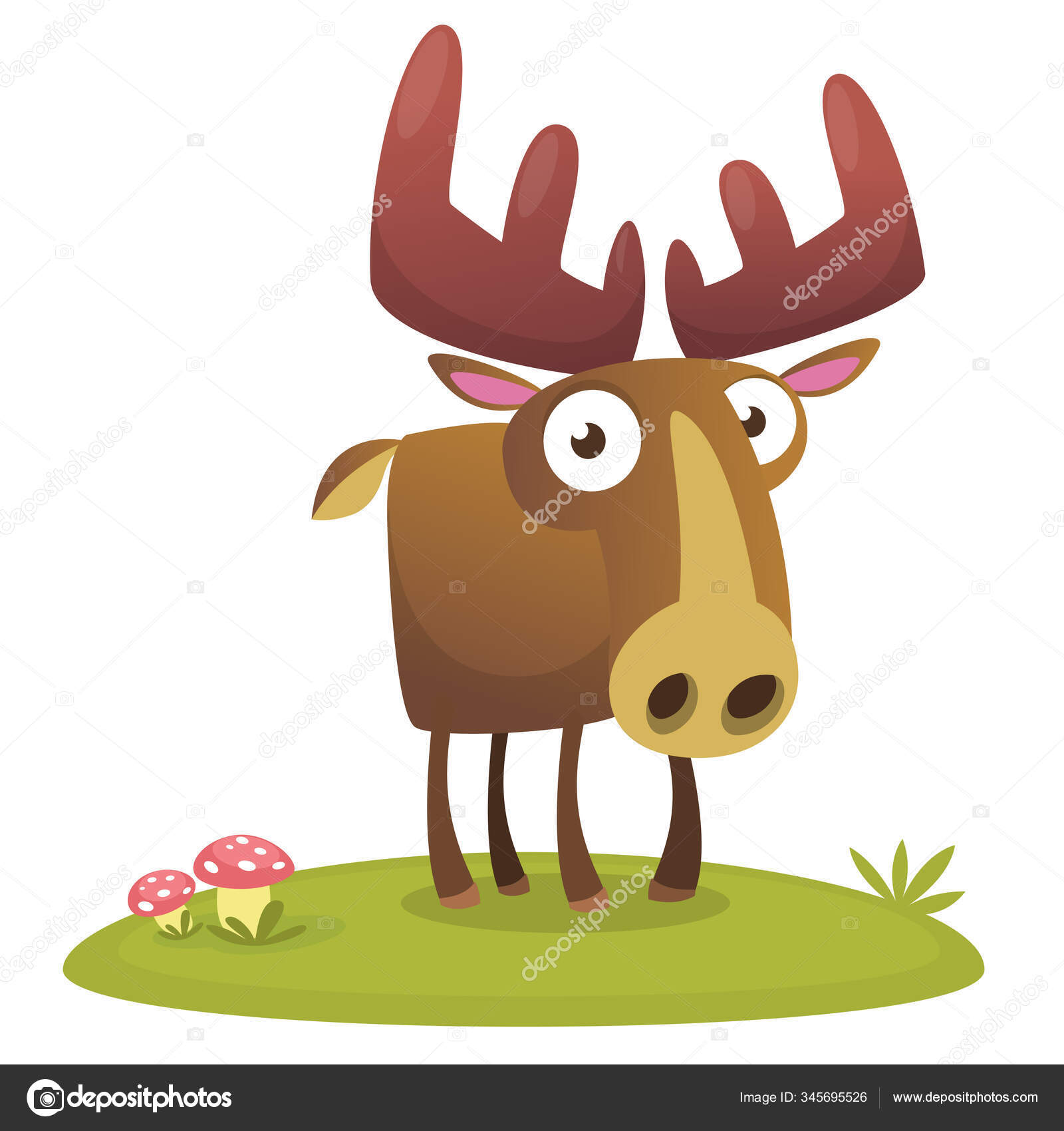 Happy cartoon moose character. Vector moose illustration isolate Stock ...