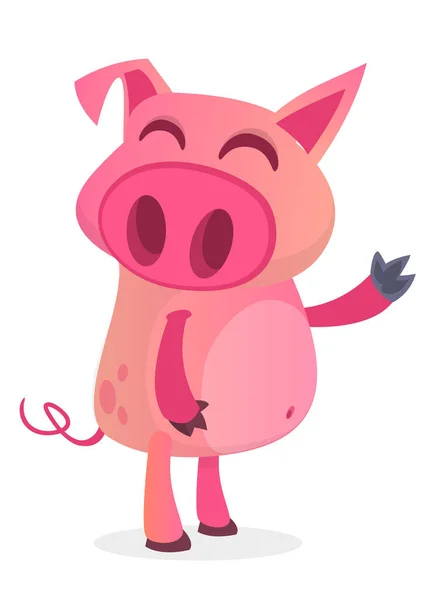 Cartoon cute white spotted cow standing and laughing. Vector ...