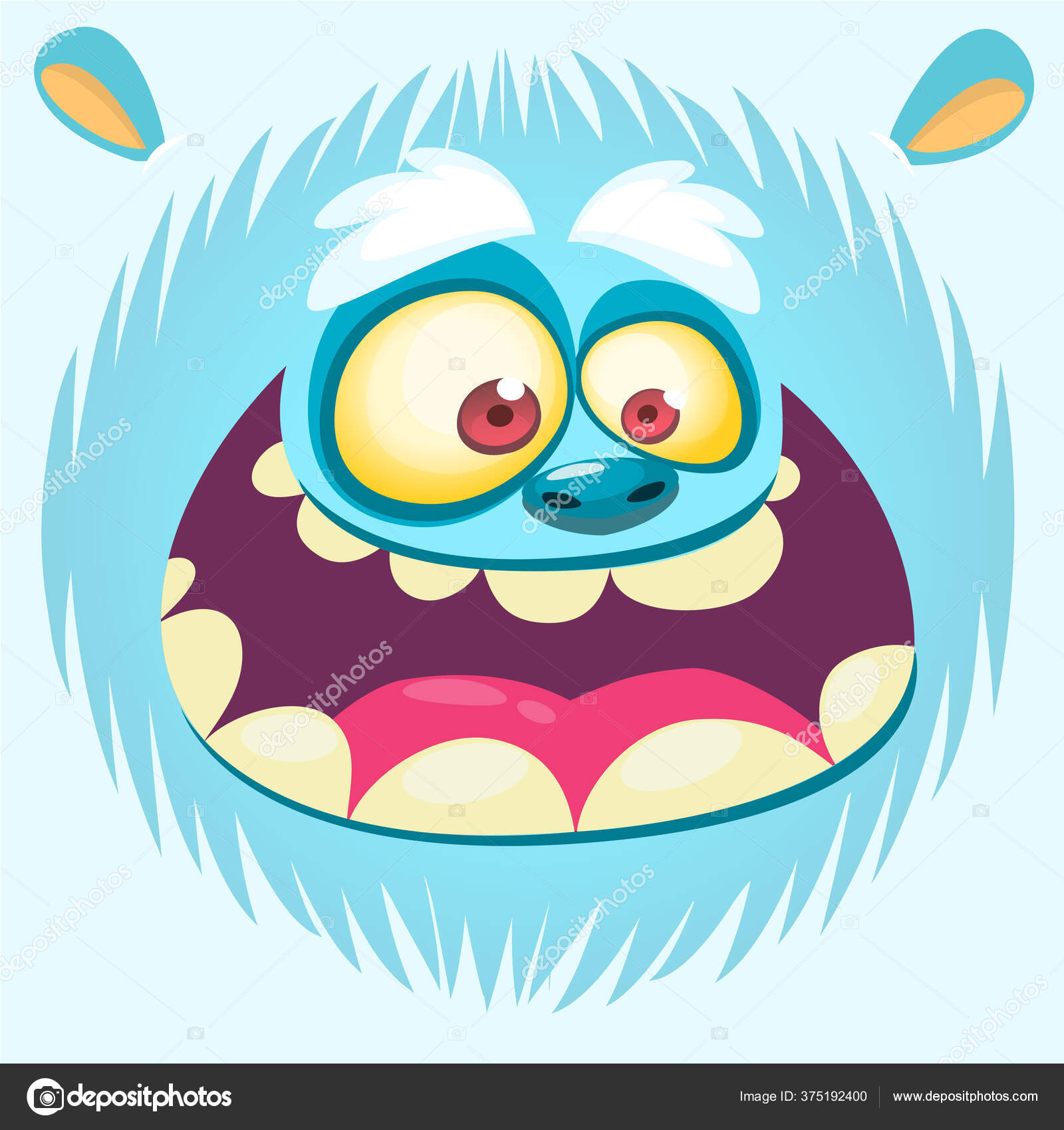 Cartoon Yeti Face Vector Bigfoot Snowman Design Shirt Print Sticker ...