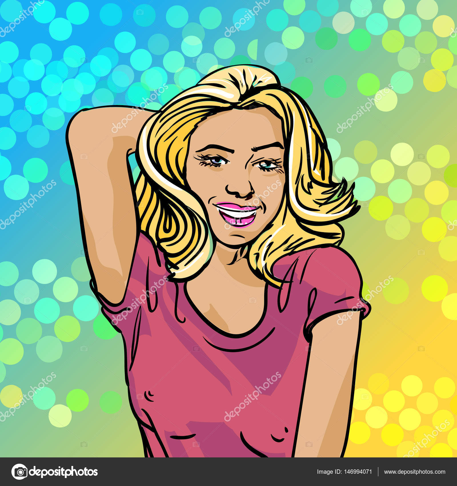 Beautiful Blonde Girl Portrait Vector Illustration Stock Vector Image