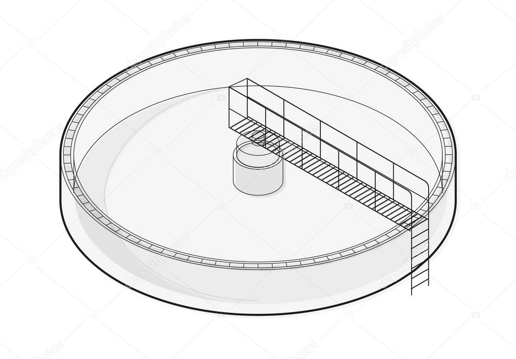 Water tank, outlined cistern. Water treatment isometric building ...