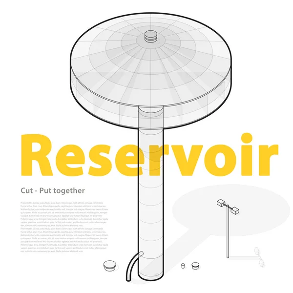 Water Reservoir Isometric Building Column Outlined Water Reservoir ...
