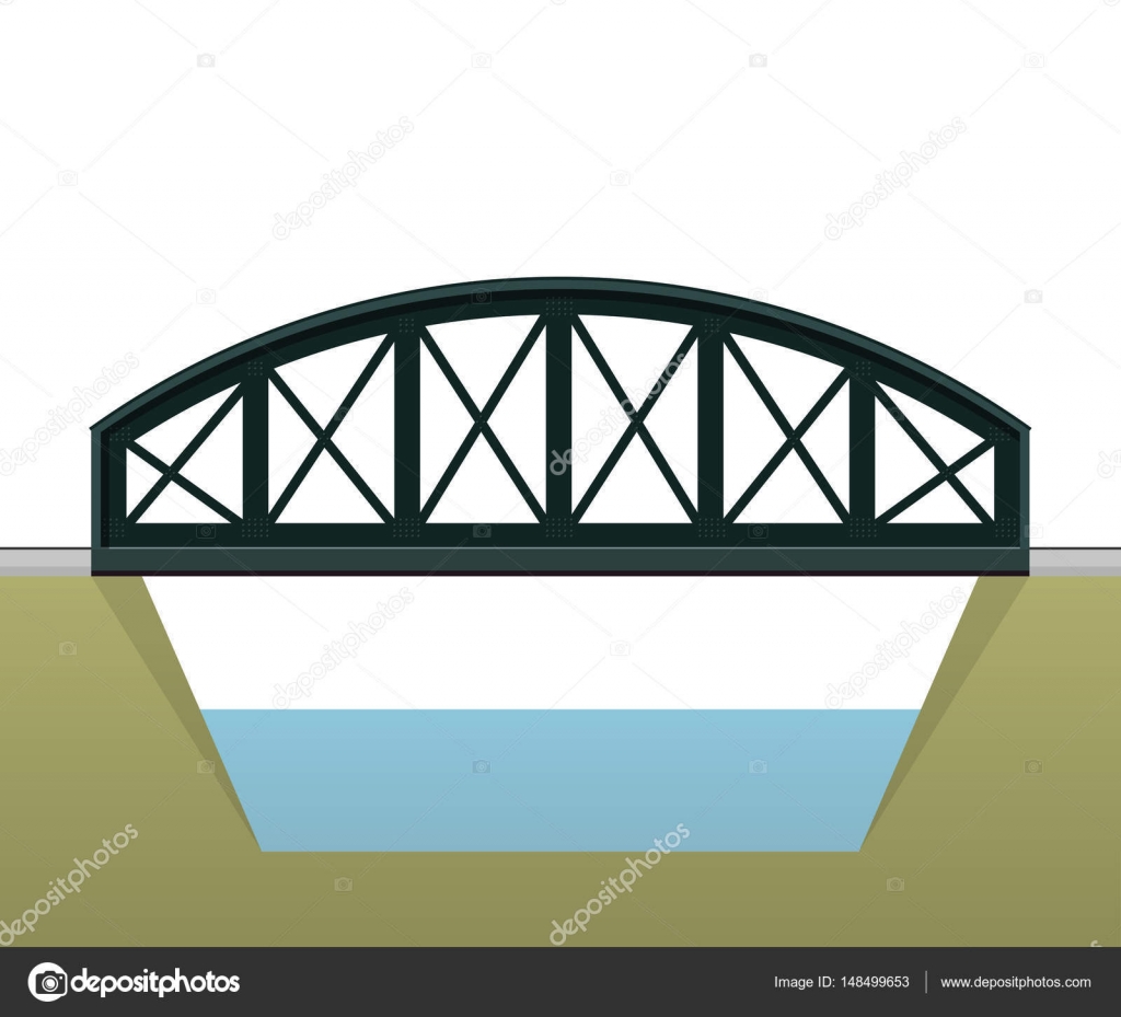 Vector arched train bridge, side view, isolated on white background ...