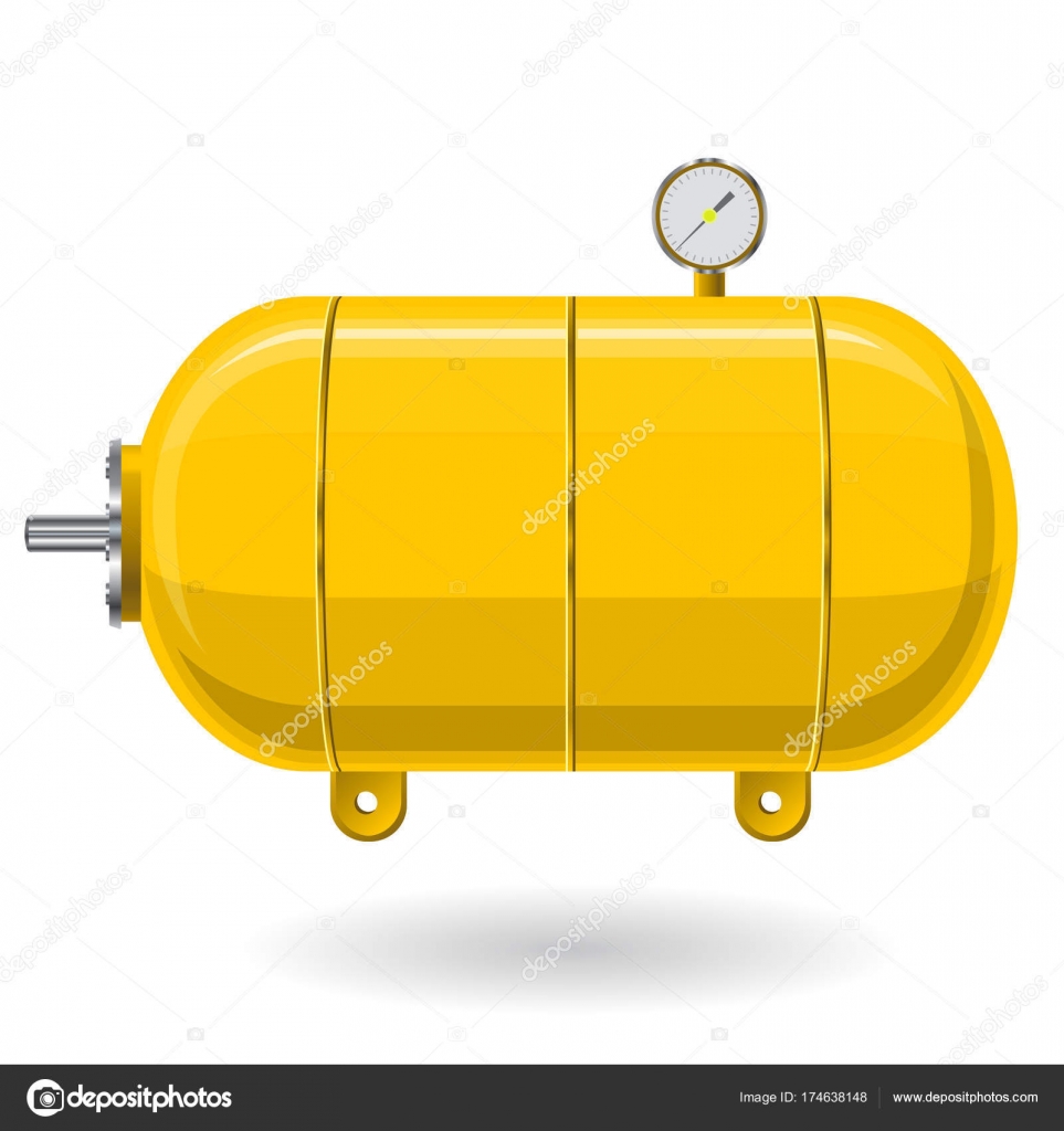 Yellow pressure vessel for water, gas, air. Pressure tank for storage ...