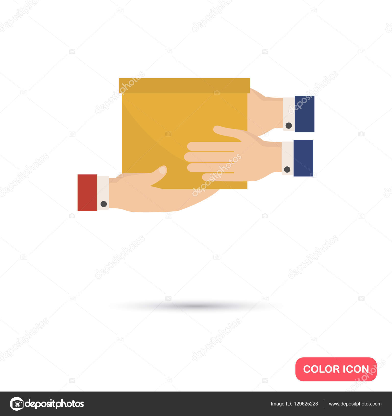 Delivery hands to hands color icon. Flat design. Delivery theme for web ...