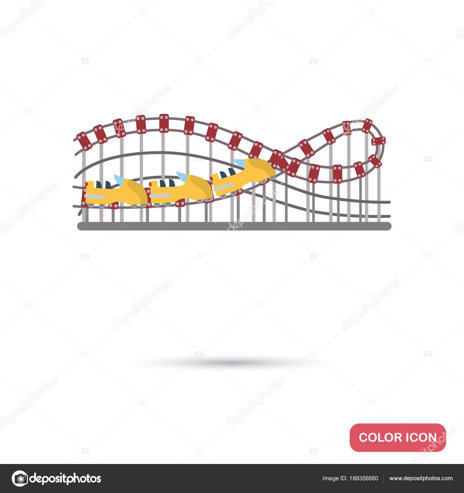 Roller Coaster Attraction color flat icon Stock Vector Image by ...