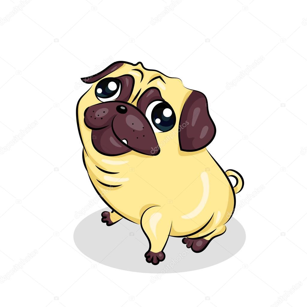 dibujos animados lindo perro pug vector divertido en el fondo blanco 2023