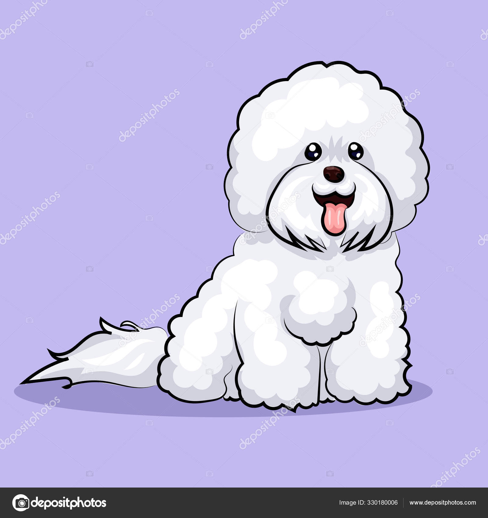 White Bichon Frize dog isolated at one color background Stock Vector ...