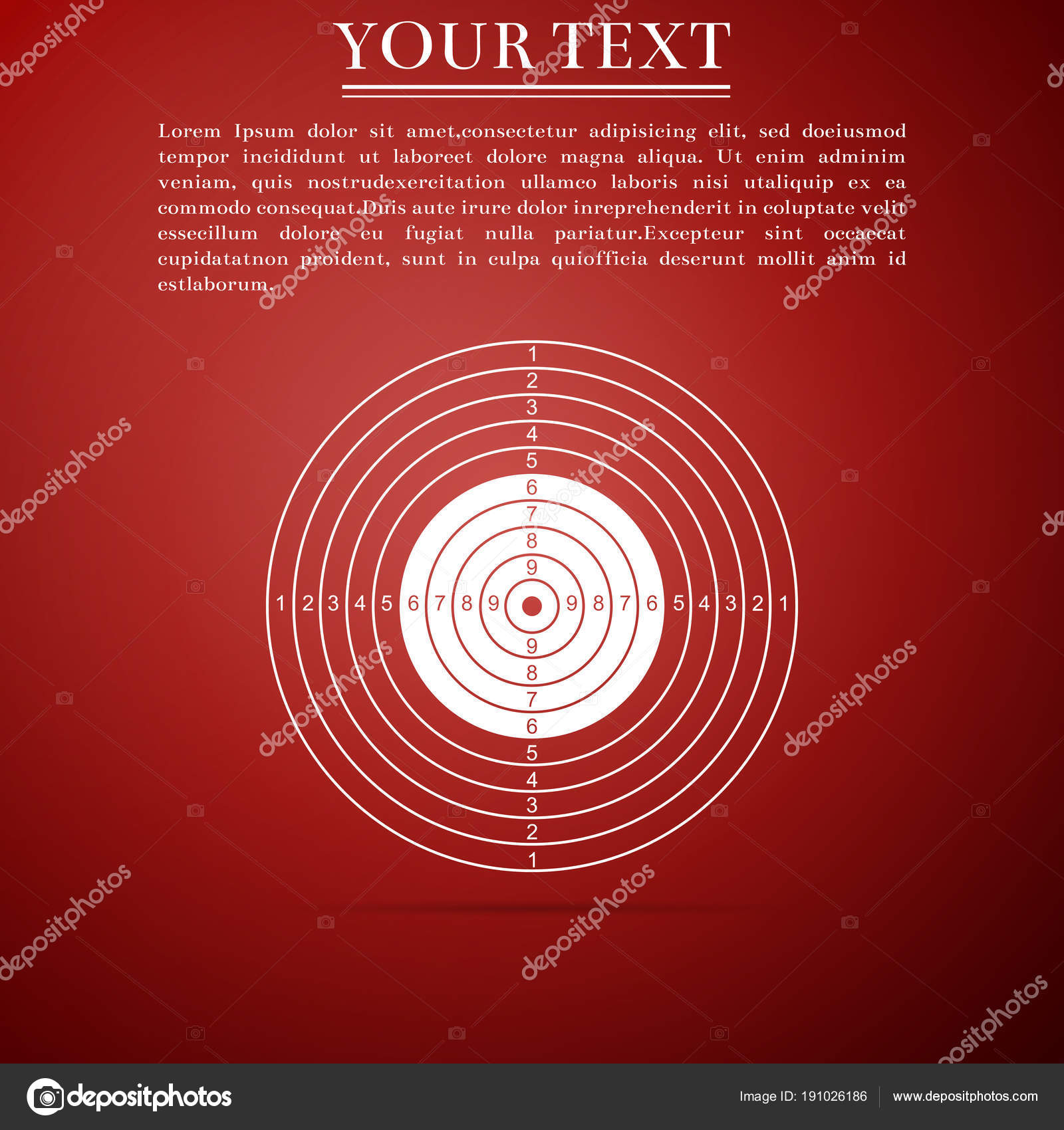 Target sport for shooting competition icon isolated on red background ...