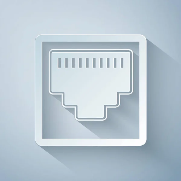 Network port - cable socket icon isolated on blue background. LAN port ...